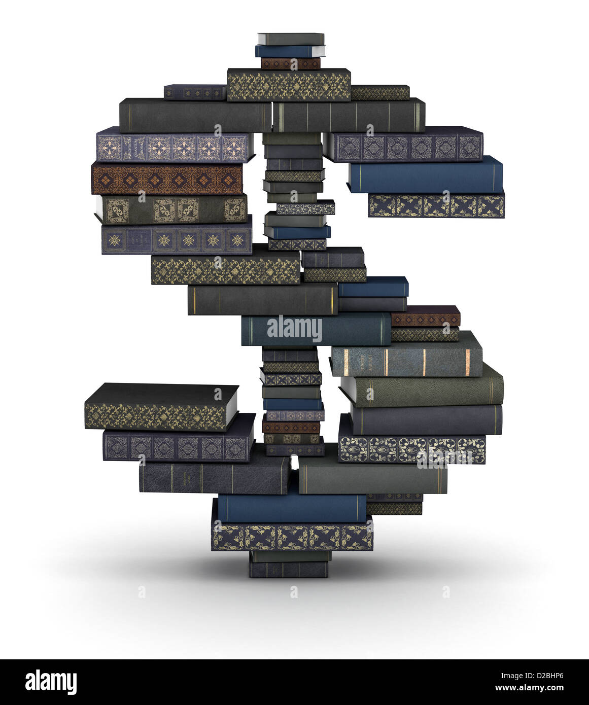 Dollar sign , stacked from many books in pile Stock Photo - Alamy