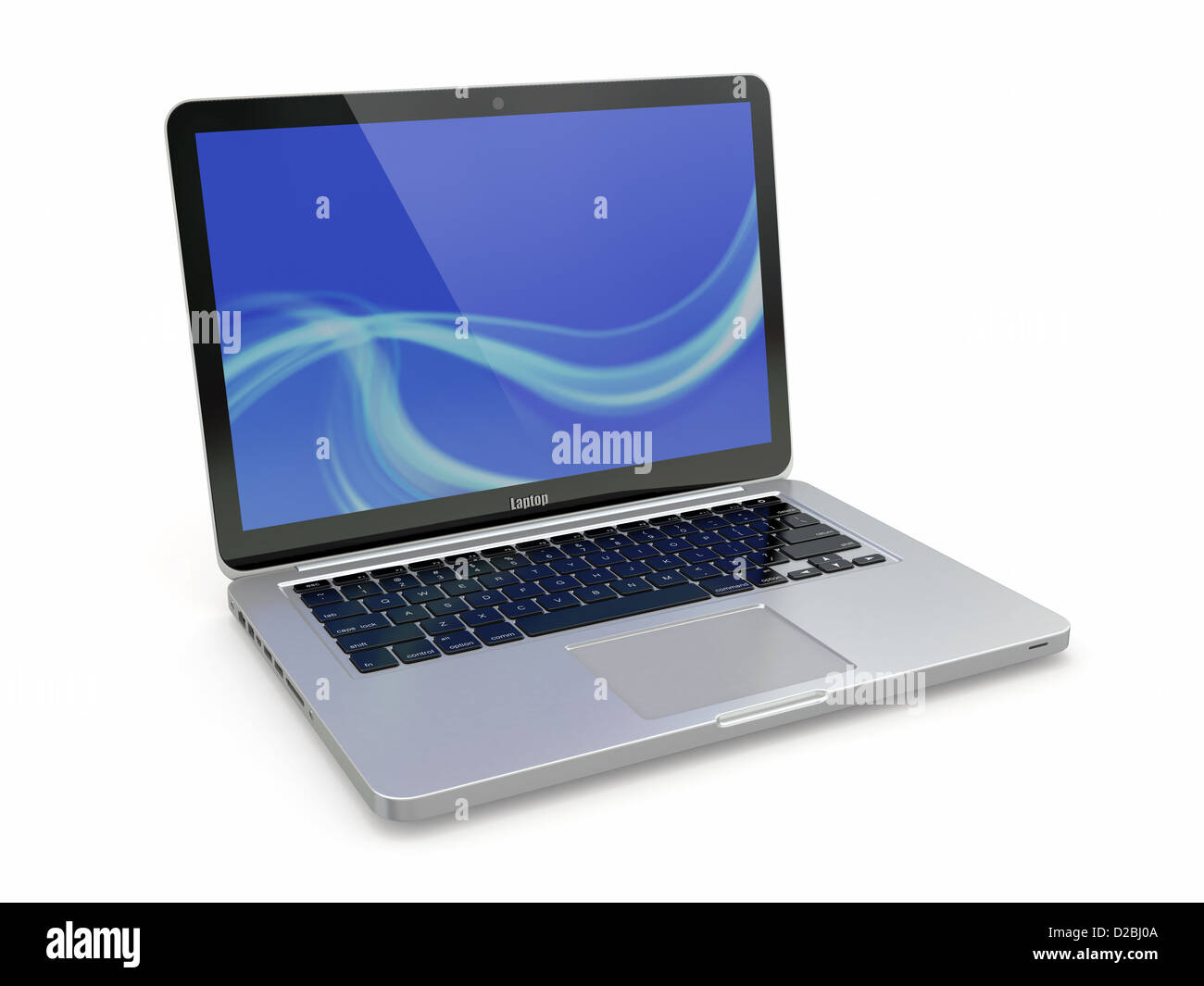 Aluminium laptop on white background. Three-dimensional image Stock ...