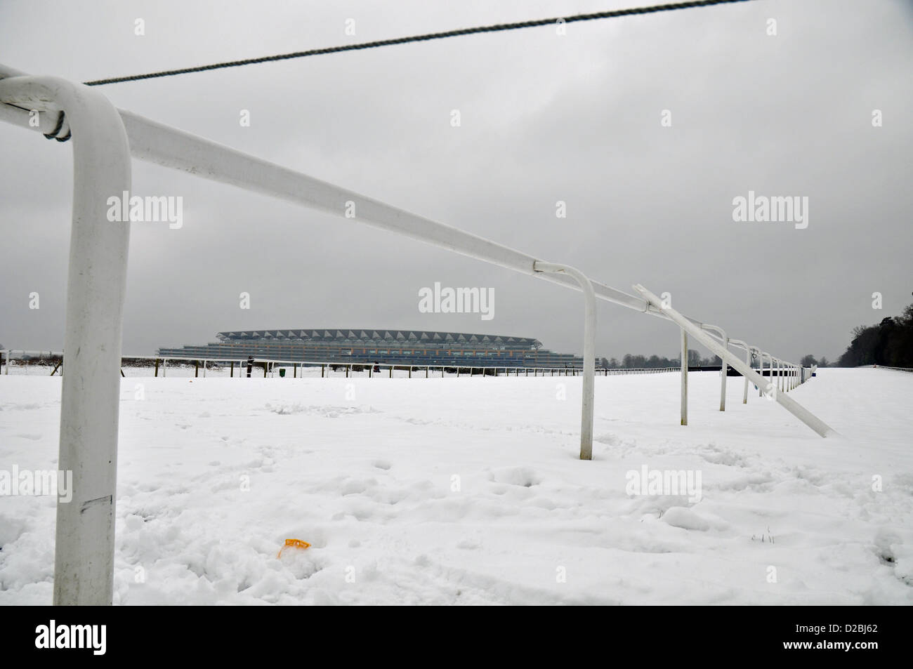 Snow covers Ascot racecourse in Berkshire Stock Photo - Alamy