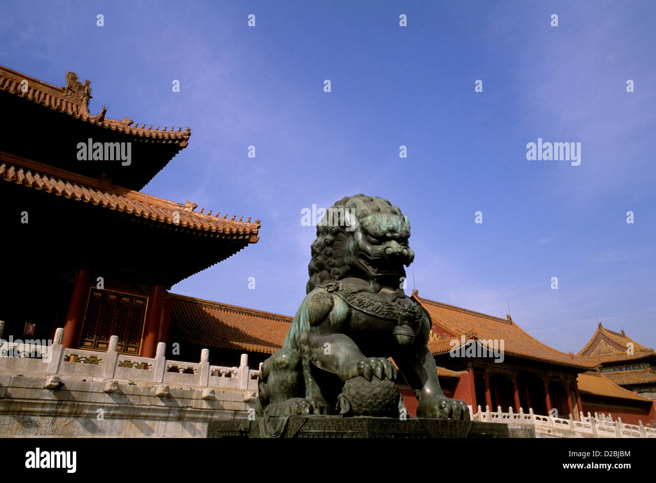 China, Beijing. Forbidden City. Chinese War Dog Statue Protecting ...