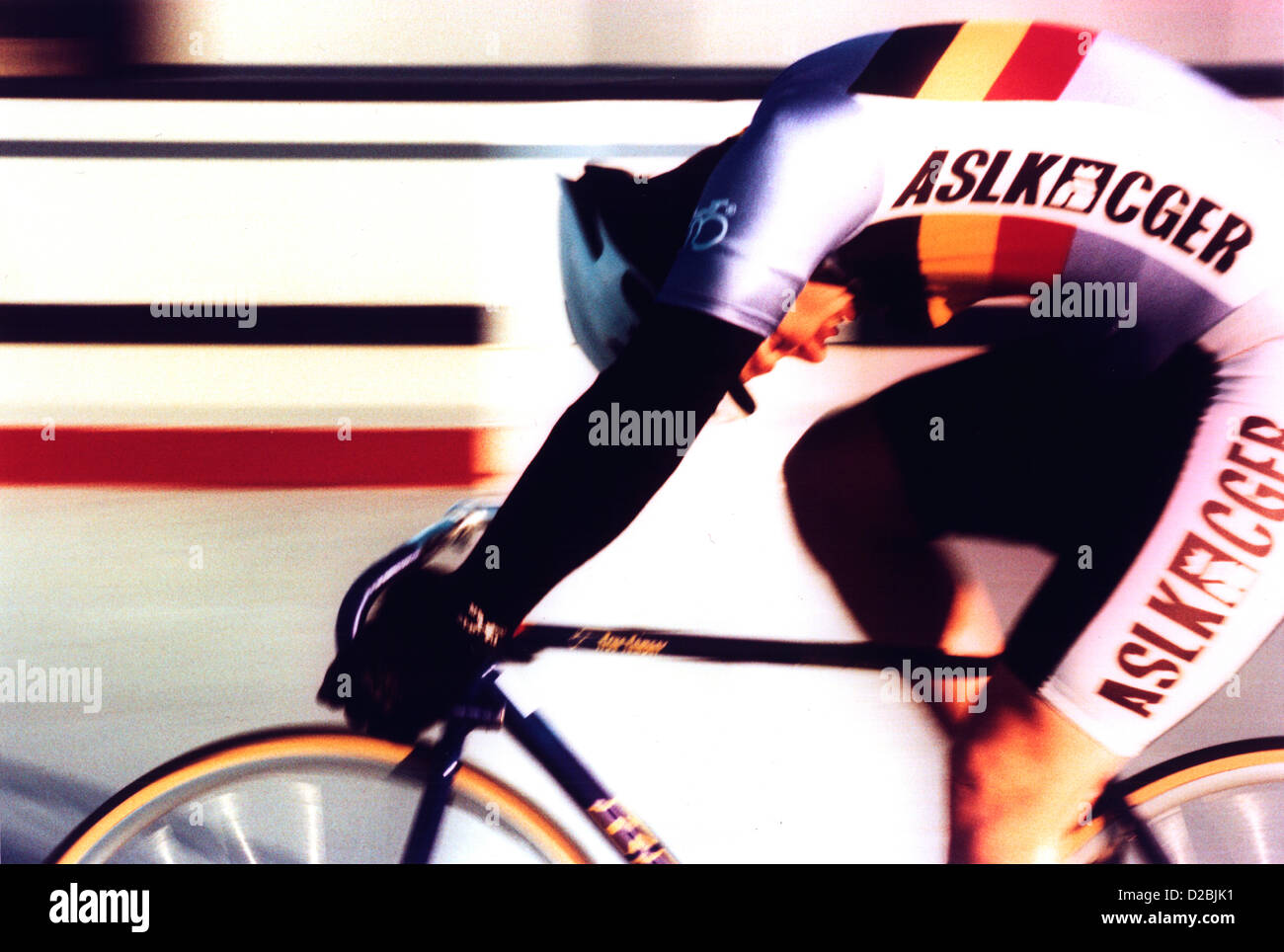 Professional Bicycle Racer At Finish Line In Velodrome. *Restricted Use ...
