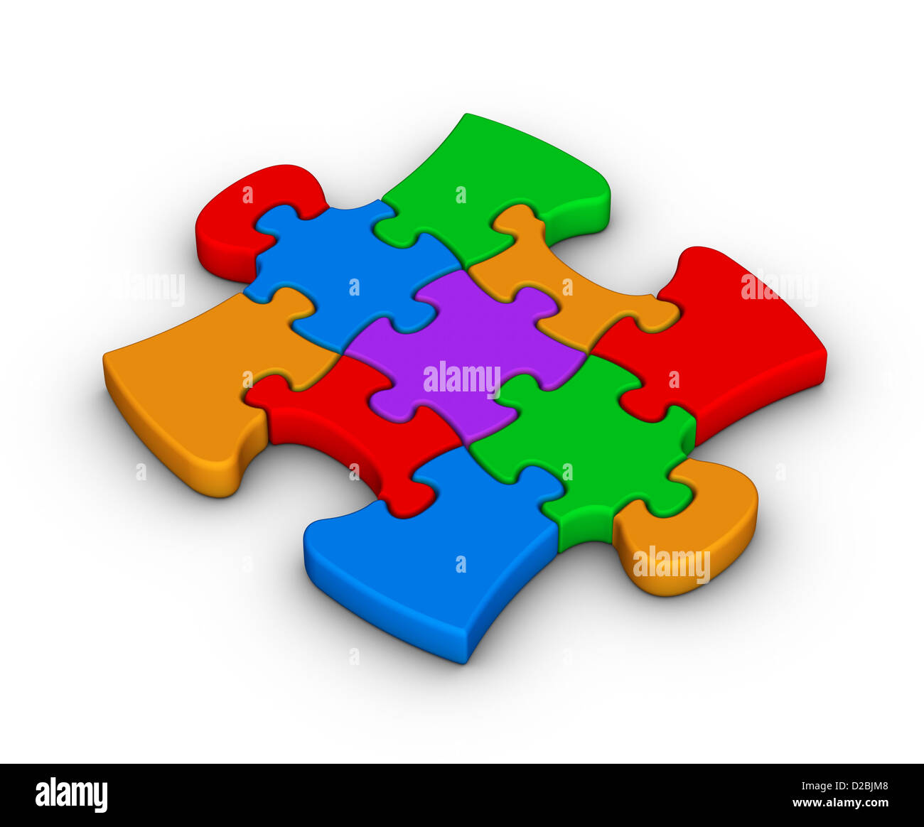 colorful jigsaw piece on white background Stock Photo - Alamy