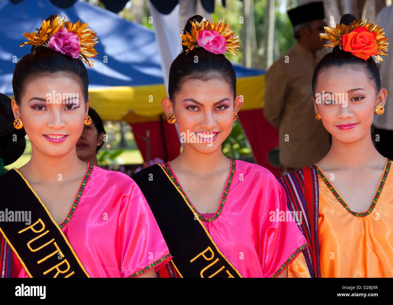 Three Girls At Beauty Contest, Mataram, Lombok Island, Indonesia Stock ...