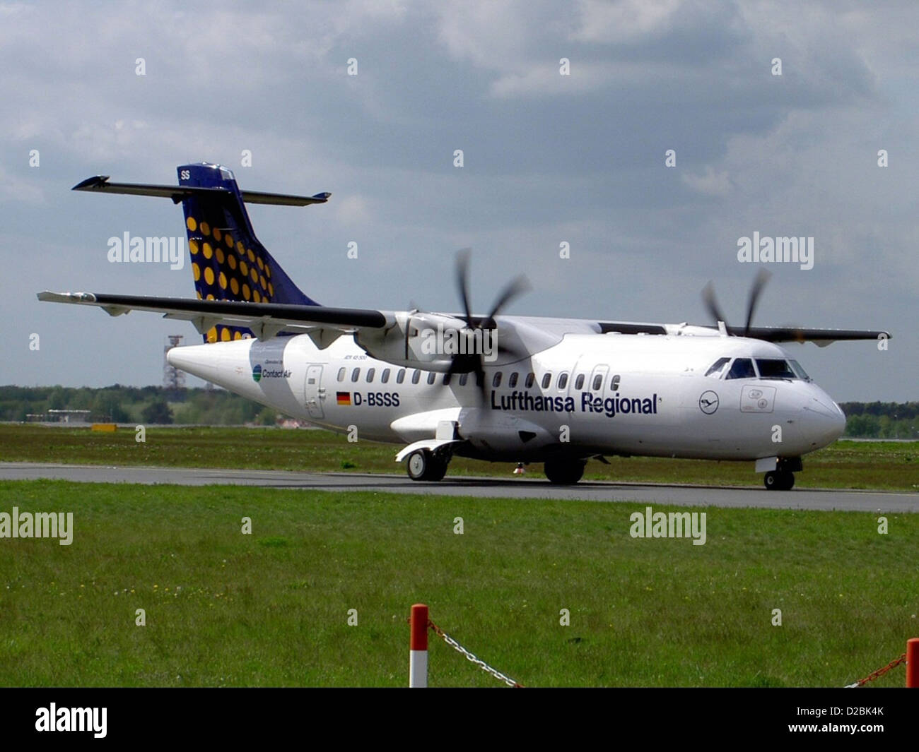 The Aerospatiale Alenia ATR 42-500, operated by Contact Air, is seen at ...