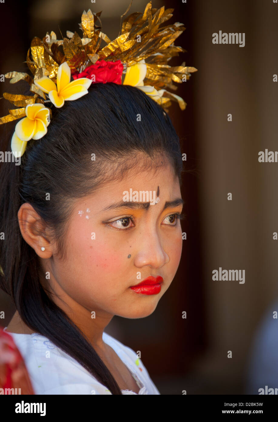 Girl With Traditional Headwear During A Festival, Mataram, Lombok ...