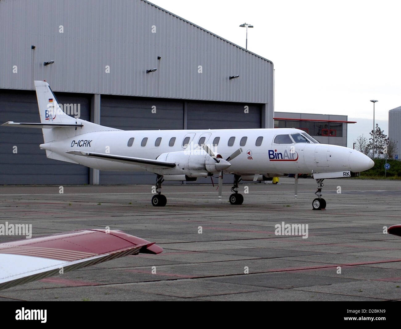 The Fairchild Metro II D-ICRK, a small twin-engine aircraft, seen at ...