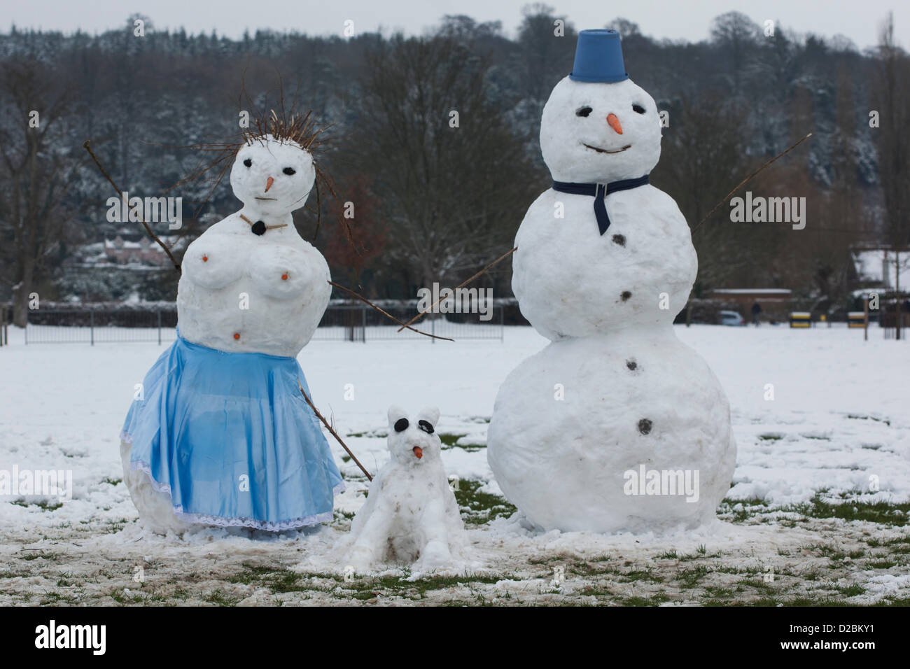 snowman and snow woman Stock Photo - Alamy