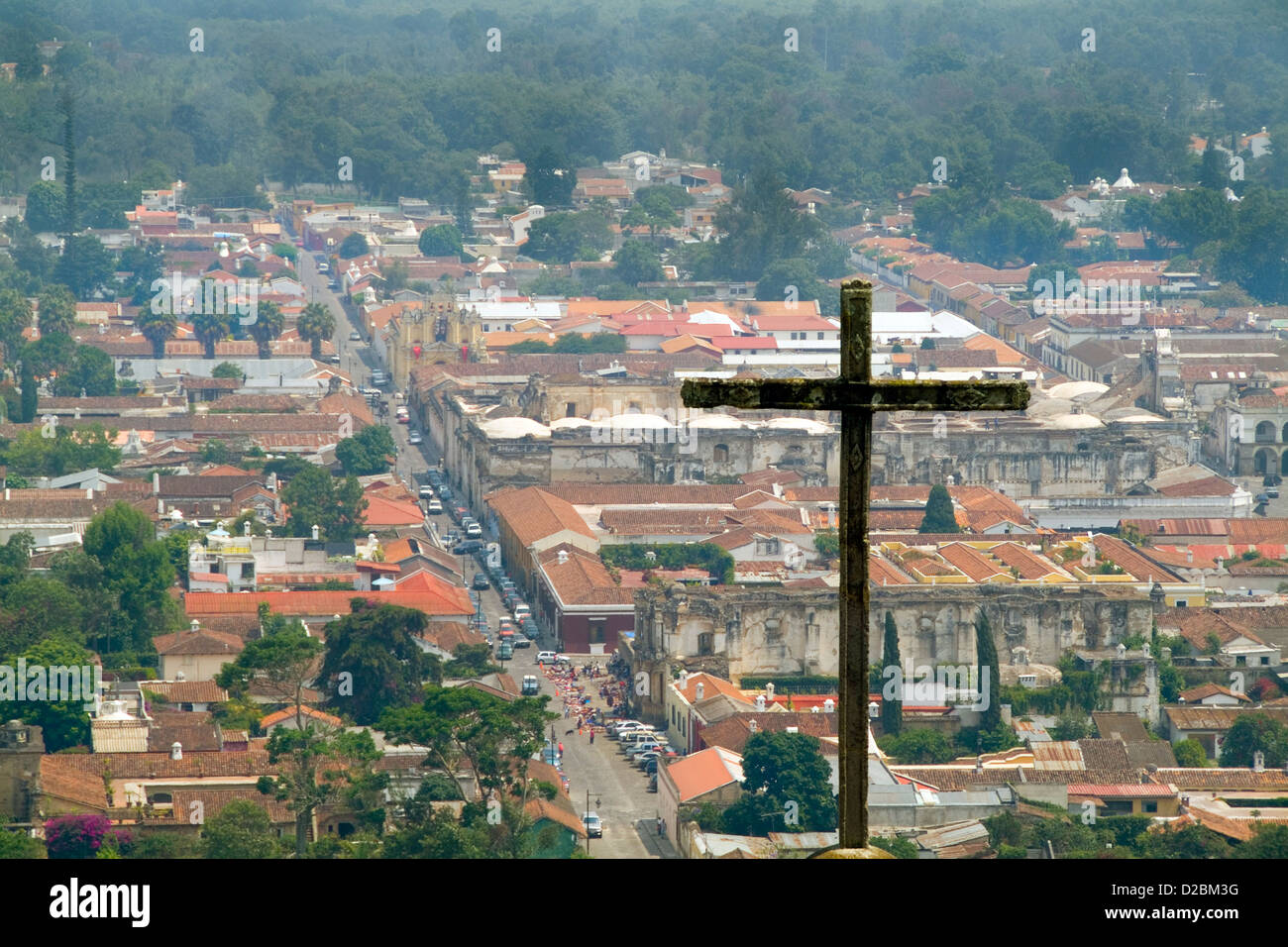 Guatemala, Antigua. Cross On A Hill, Cerro De La Cruz Stock Photo - Alamy