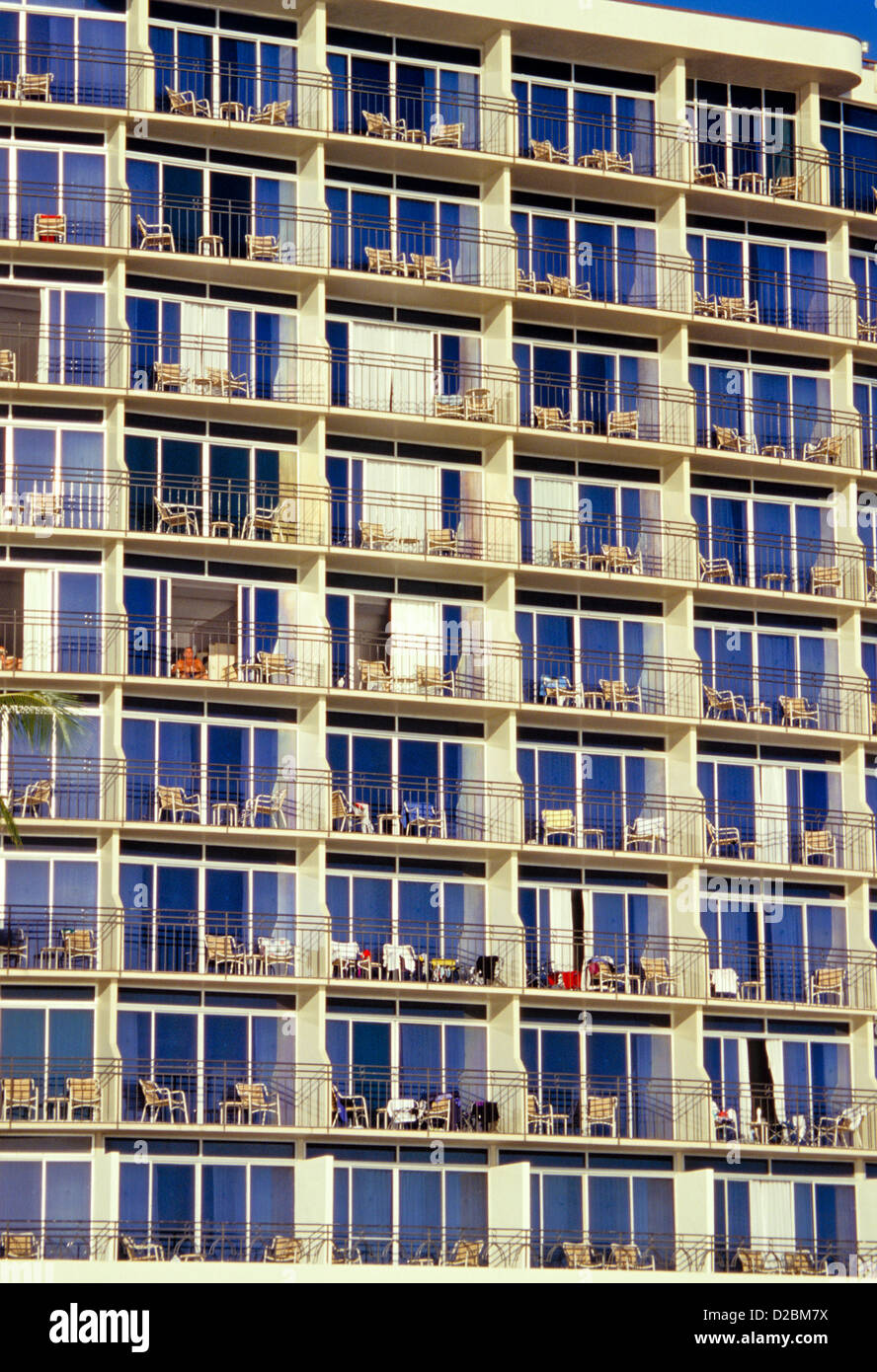 Hawaii, Honolulu, Waikiki Beach. High Rise With Balconies Stock Photo ...