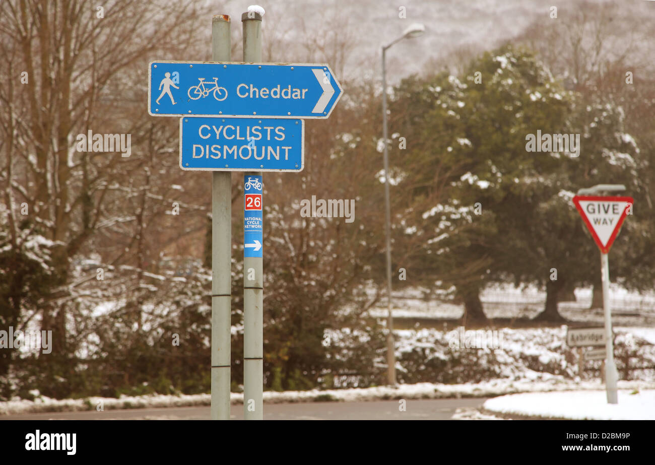 Sign for the Strawberry Line, cycle track and footpath between Axbridge ...