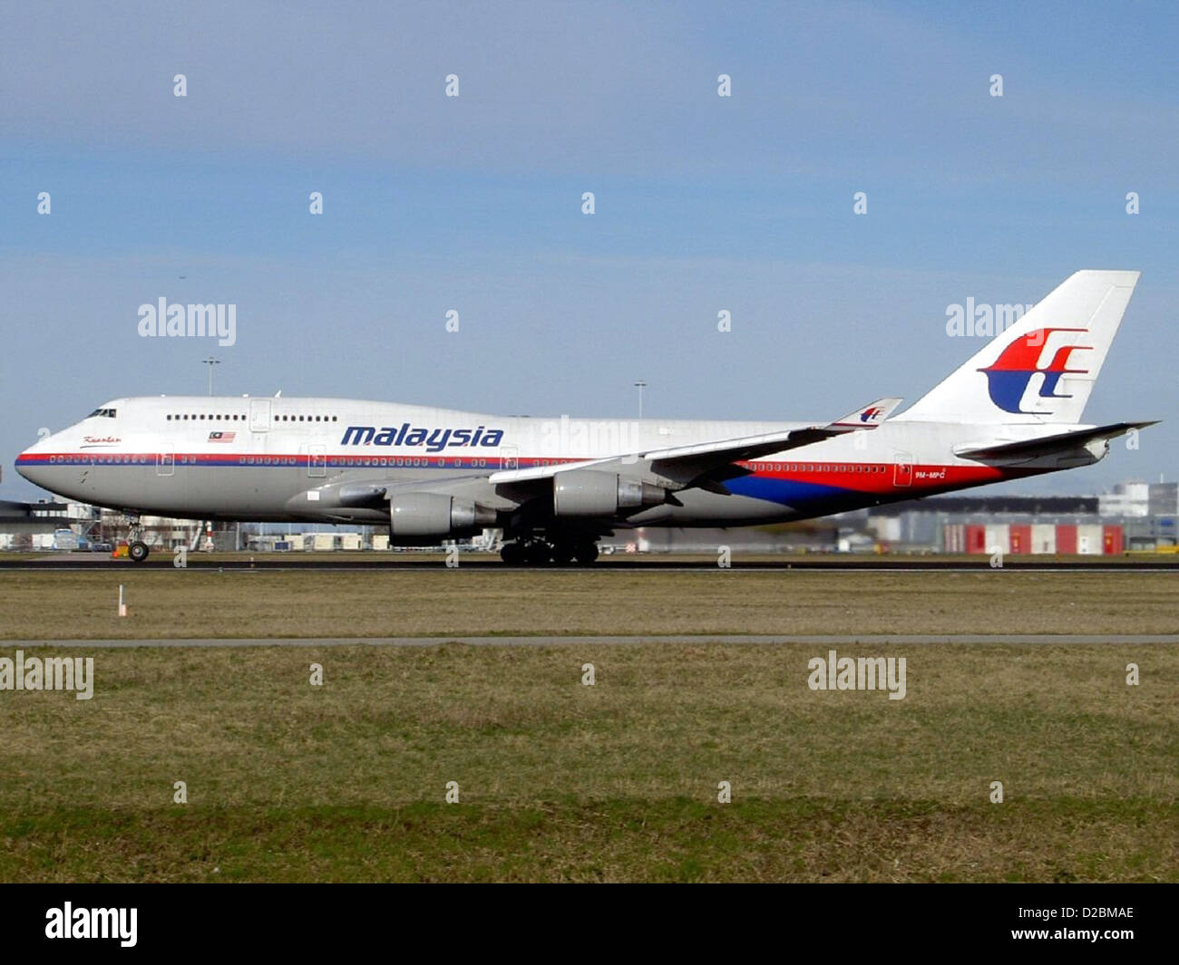The Boeing 747-400, operated by Malaysia Airlines, is seen at Schiphol ...