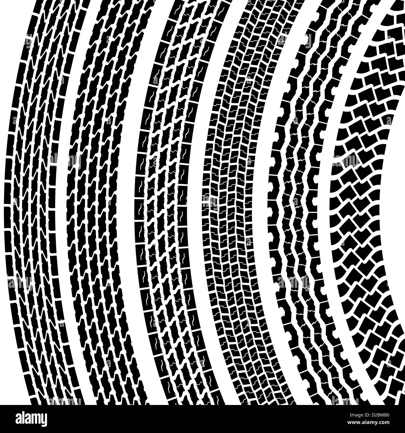 Set of detailed tire prints, vector illustration Stock Photo - Alamy