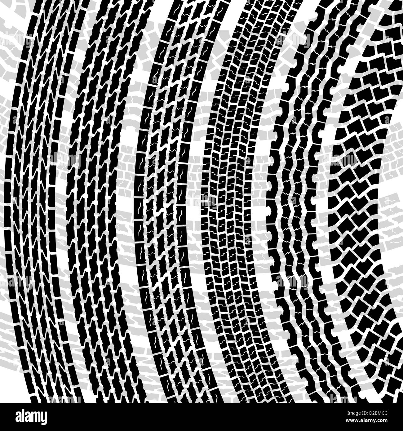 Set of detailed tire prints, vector illustration Stock Photo - Alamy