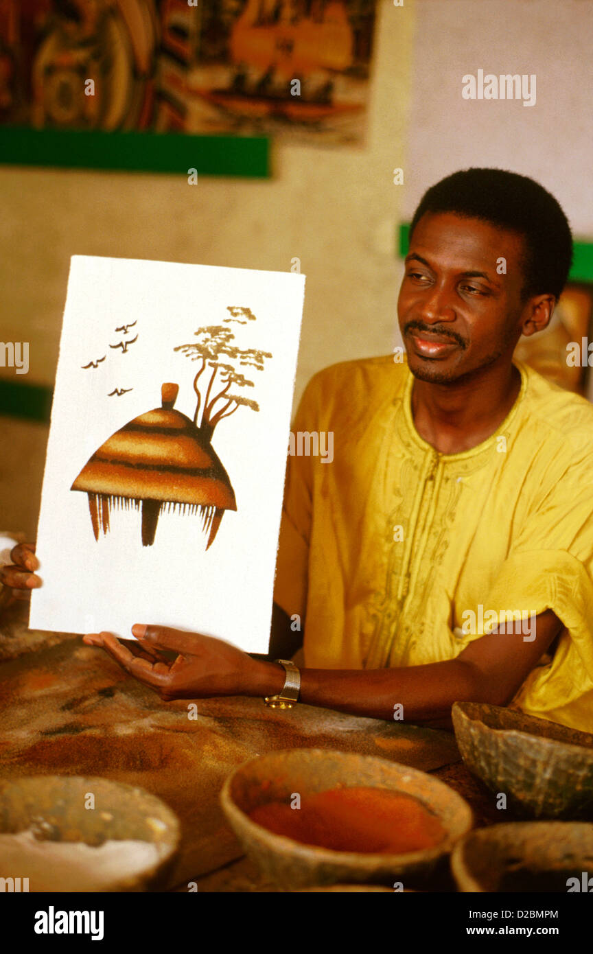 Senegal, Dakar. Man Displaying A Sand Painting Stock Photo - Alamy
