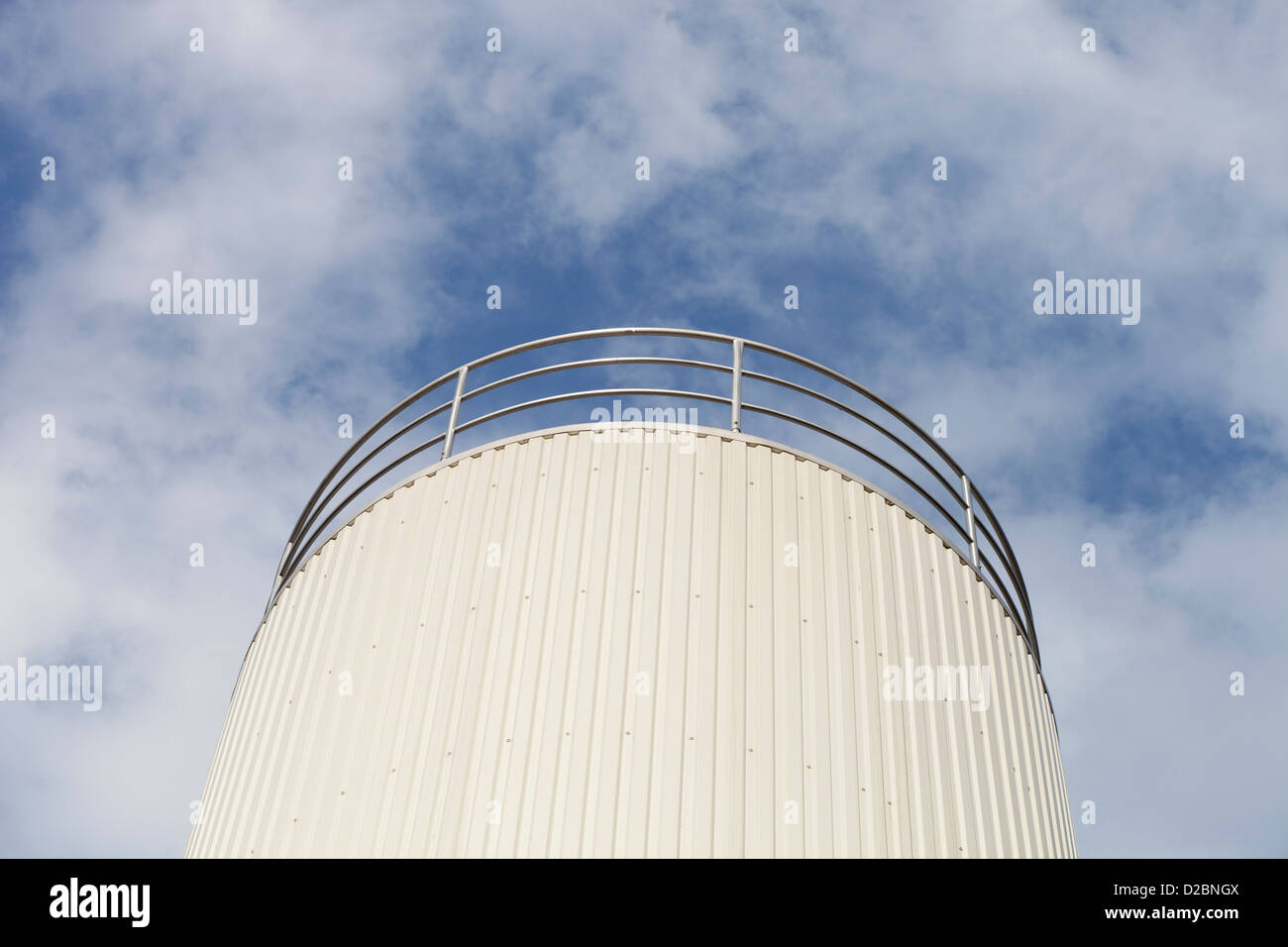 Silo with metal railing Stock Photo - Alamy
