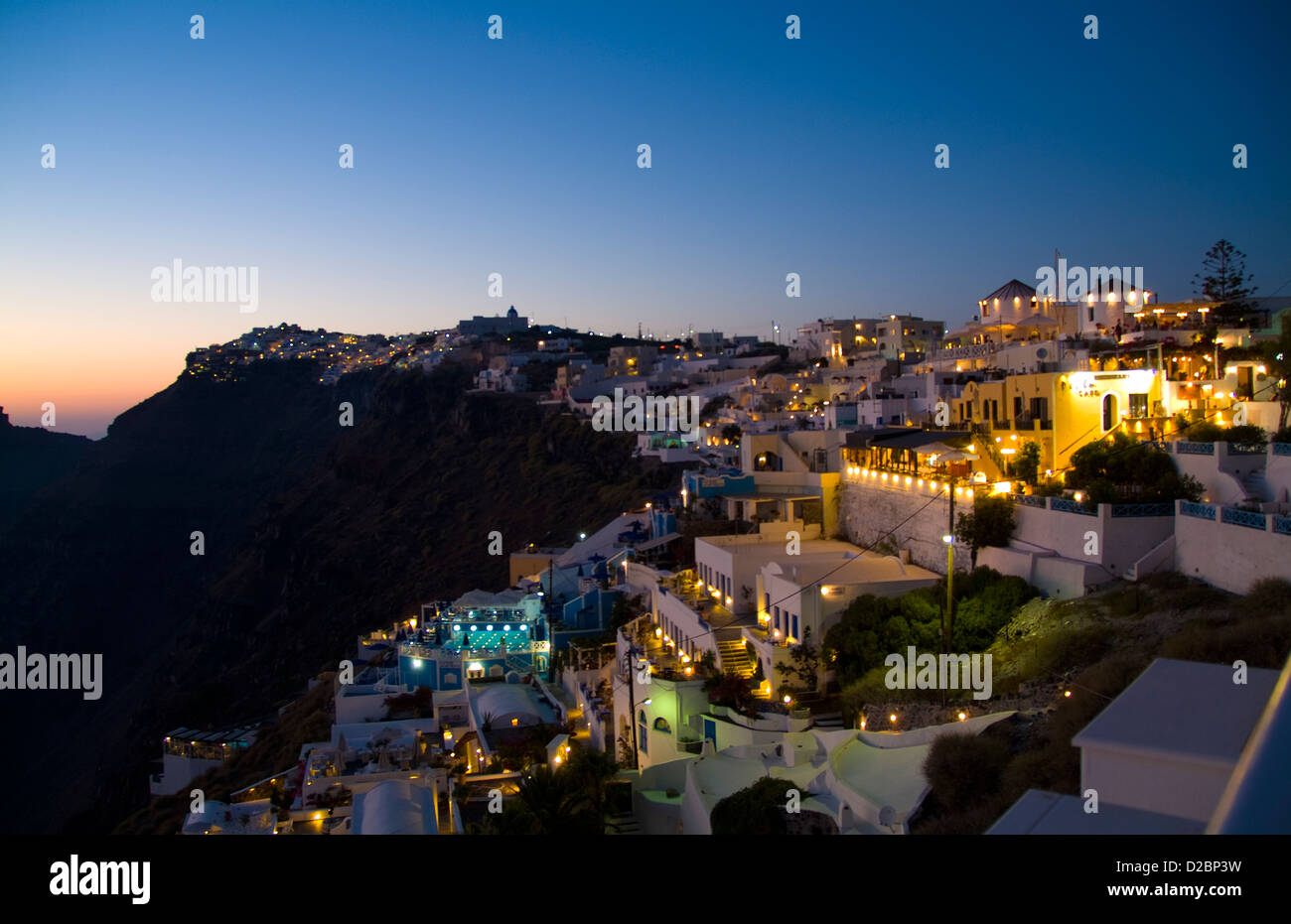 Santorini, Greece. Fira At Night Stock Photo - Alamy