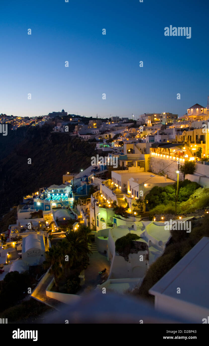 Santorini, Greece. Fira At Night Stock Photo - Alamy