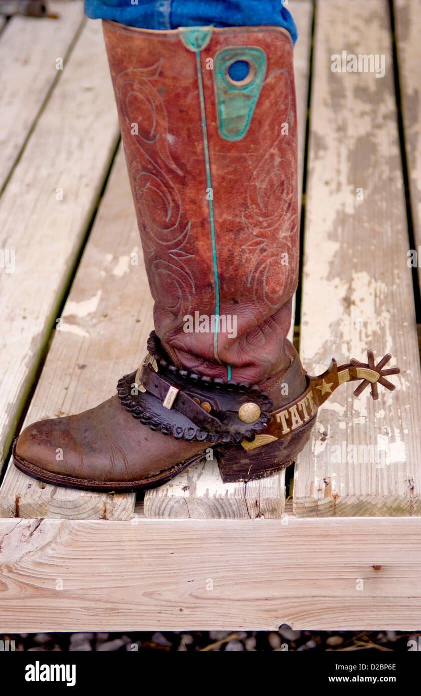 Cowboy Boot And Spurs Stock Photo - Alamy