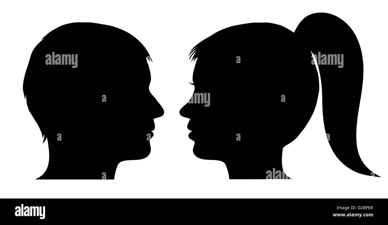 Man and woman face profile Stock Photo - Alamy