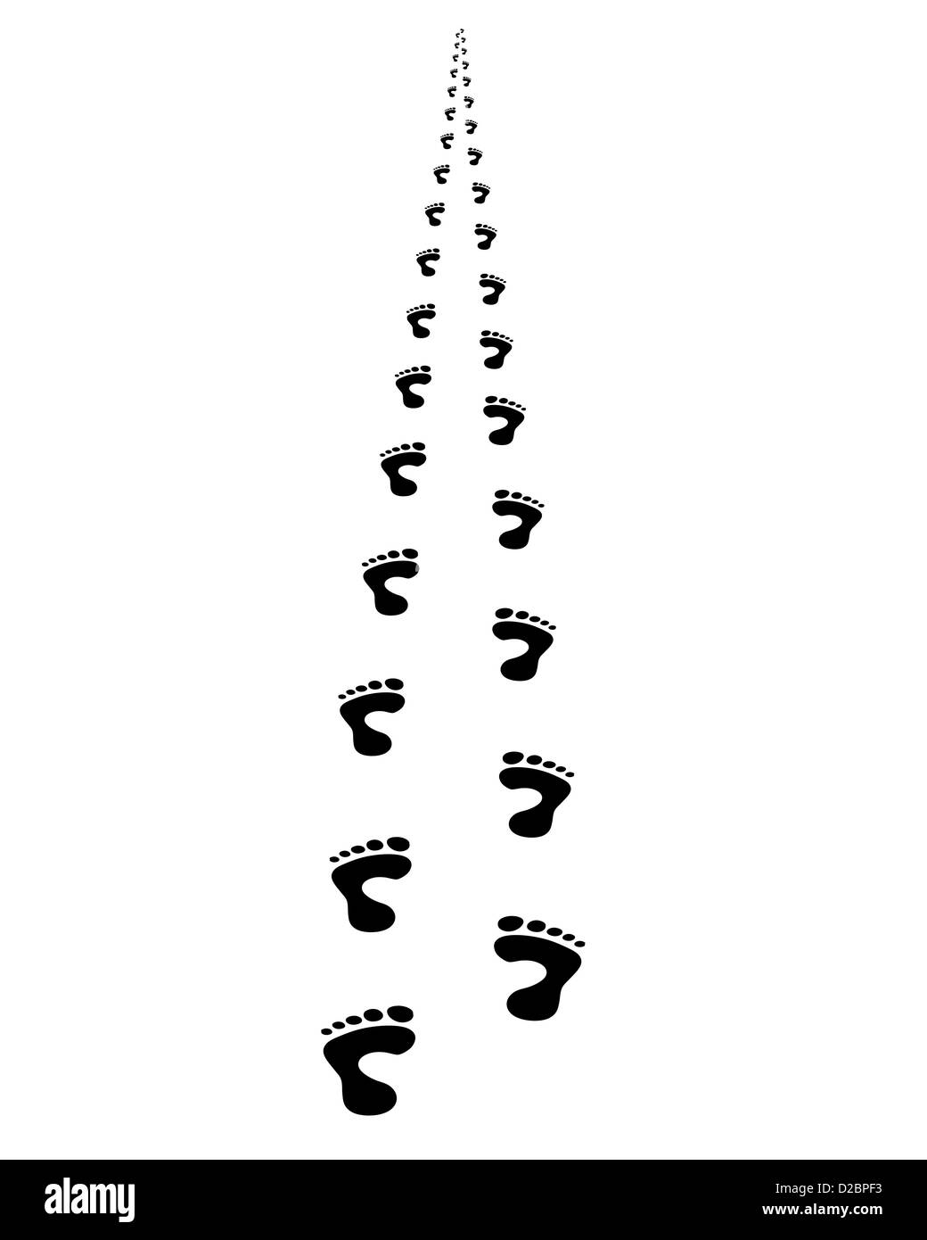 Foot prints walking away; in perspective Stock Photo - Alamy