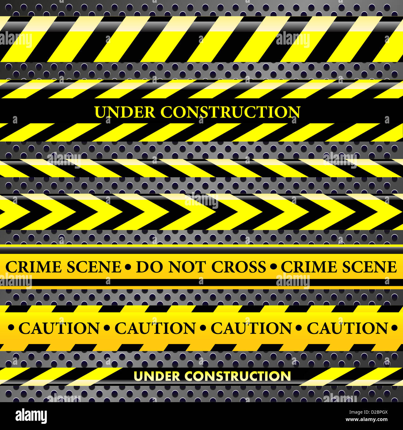 Set of danger and police lines on metallic background Stock Photo - Alamy