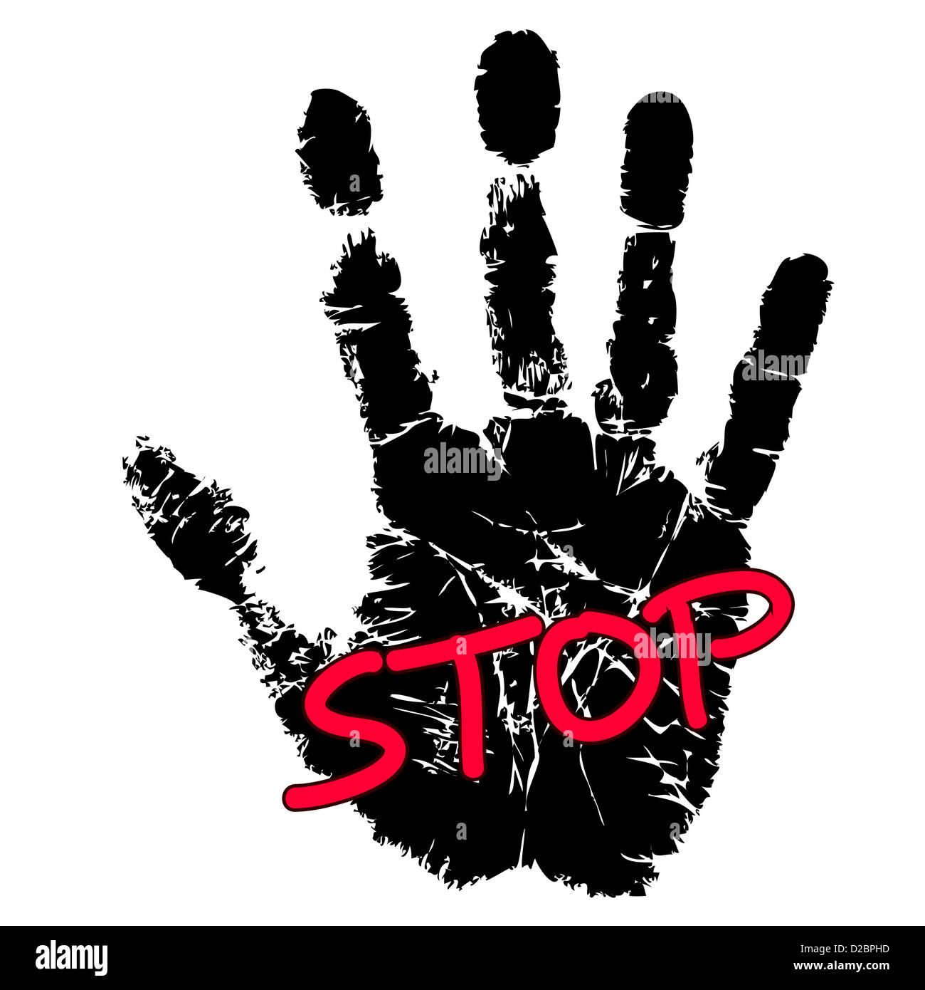 Hand print with stop sign Stock Photo - Alamy