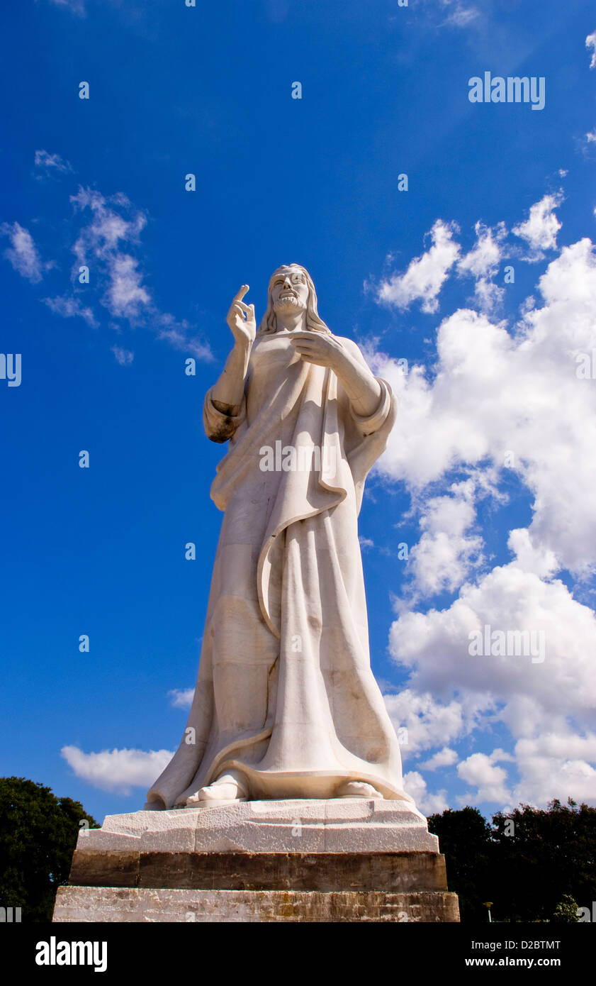 Close Up Of Jesus Christ Statue On Top Of Mountain Overlooking Havana ...