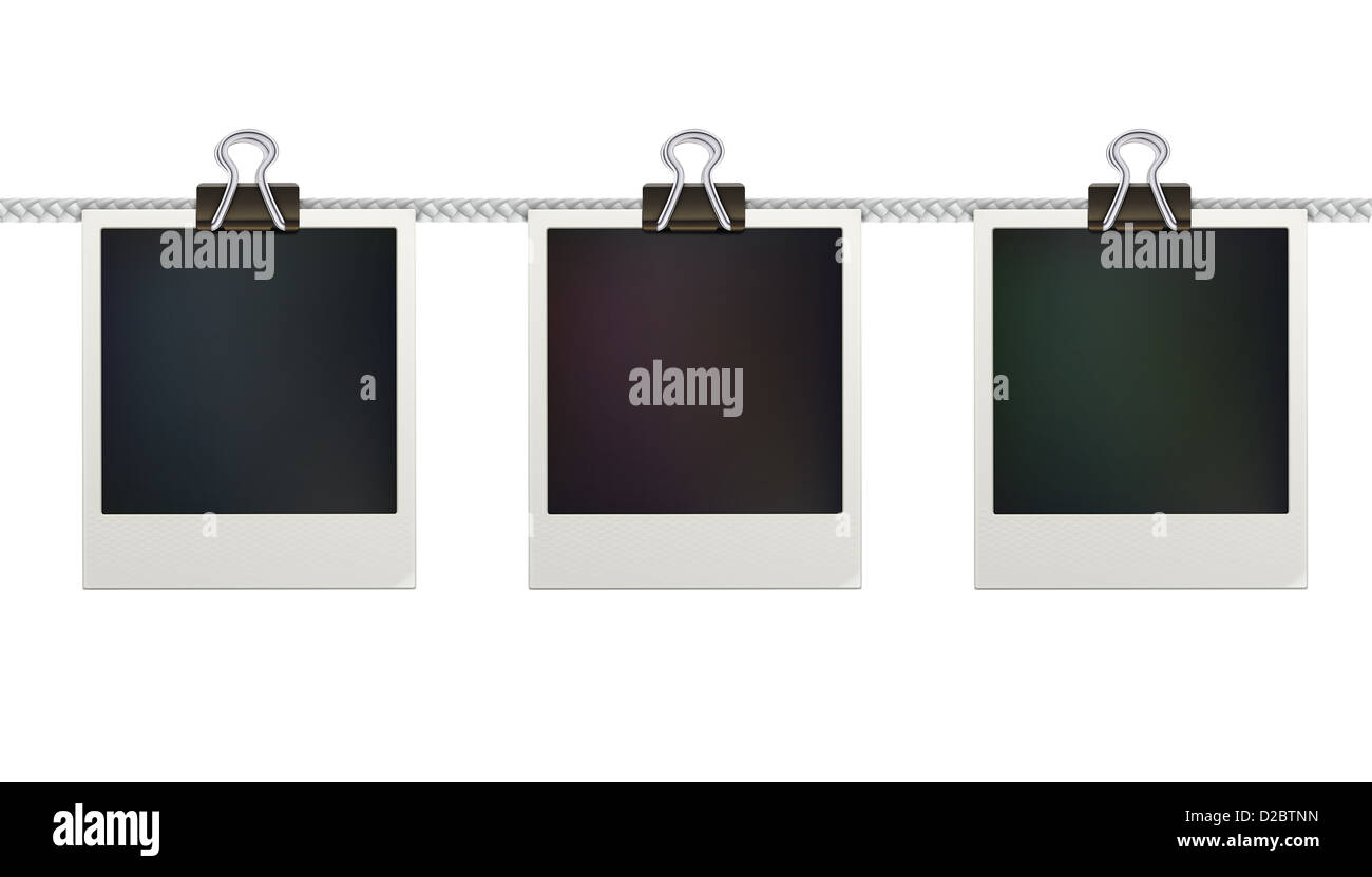 three blank retro polaroid photo frames over white background Stock ...