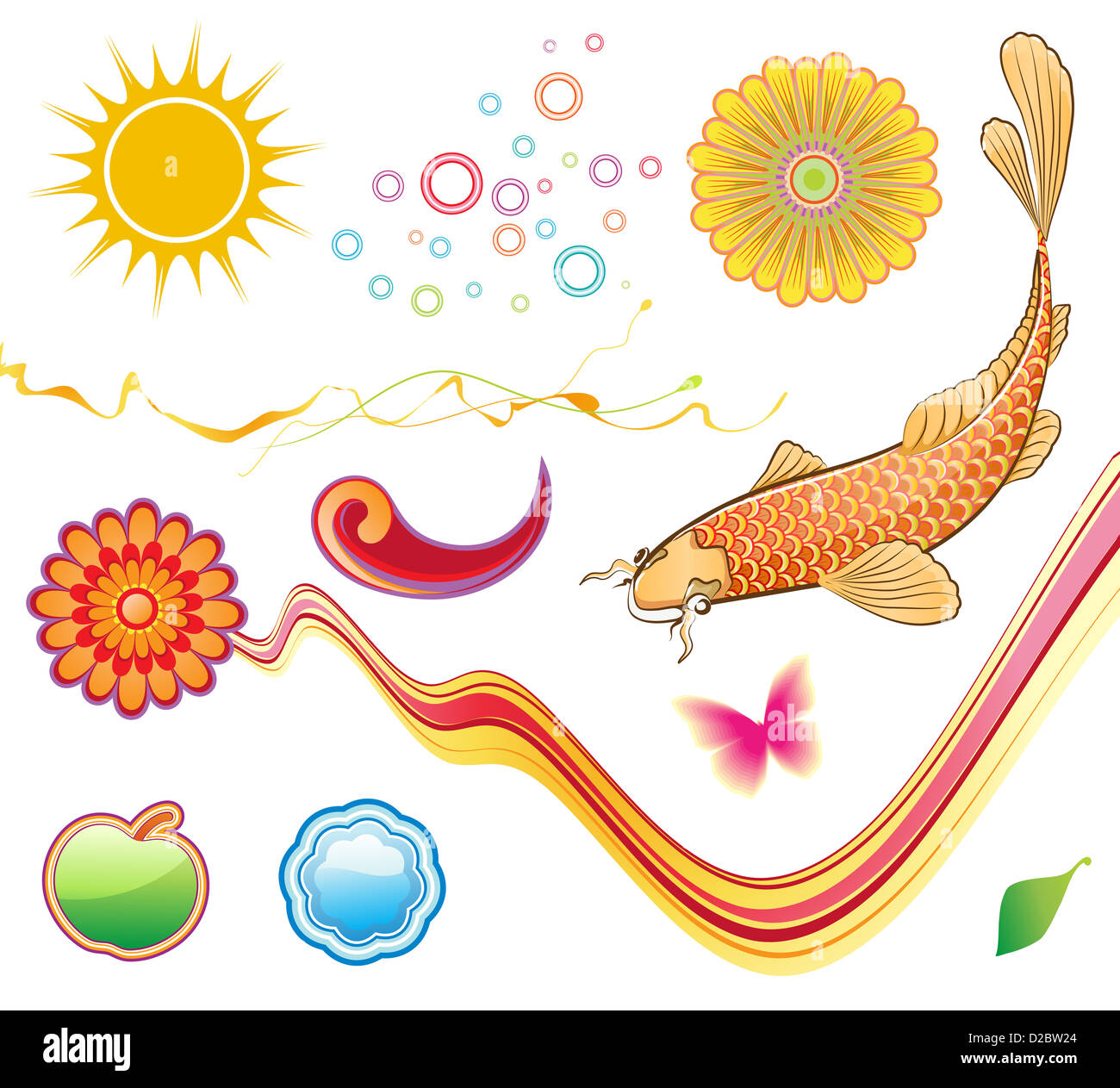 set of funky summer design elements. Set-3 Stock Photo - Alamy