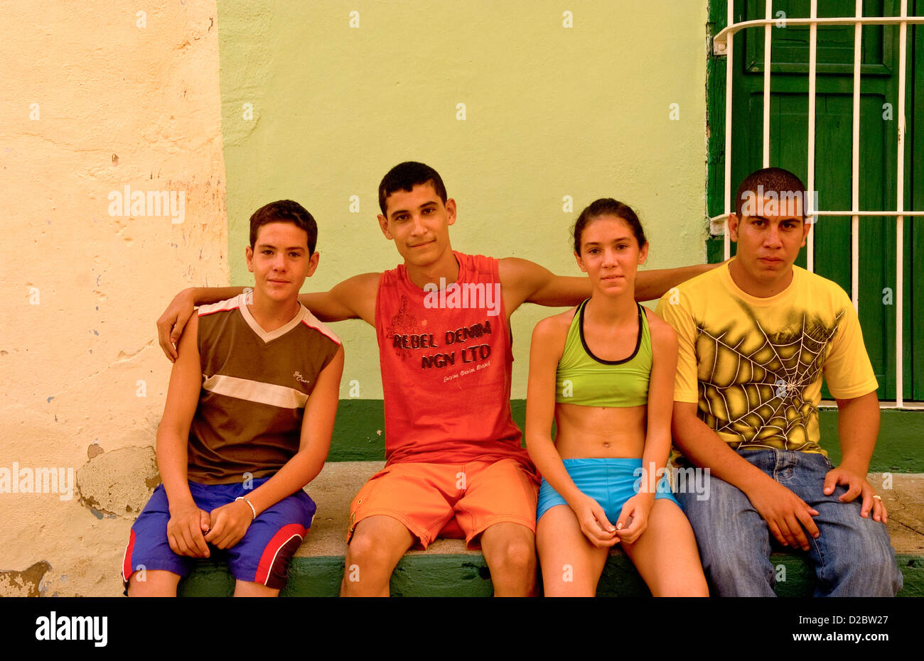 Local Teenagers Friends Hanging Out Together In Trinidad, Cuba Stock ...