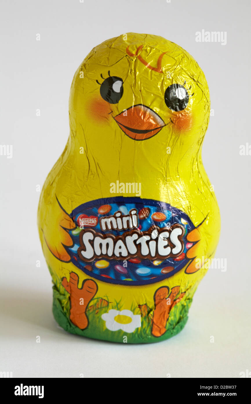 Nestlé mini Smarties Easter chick chocolate isolated on white ...