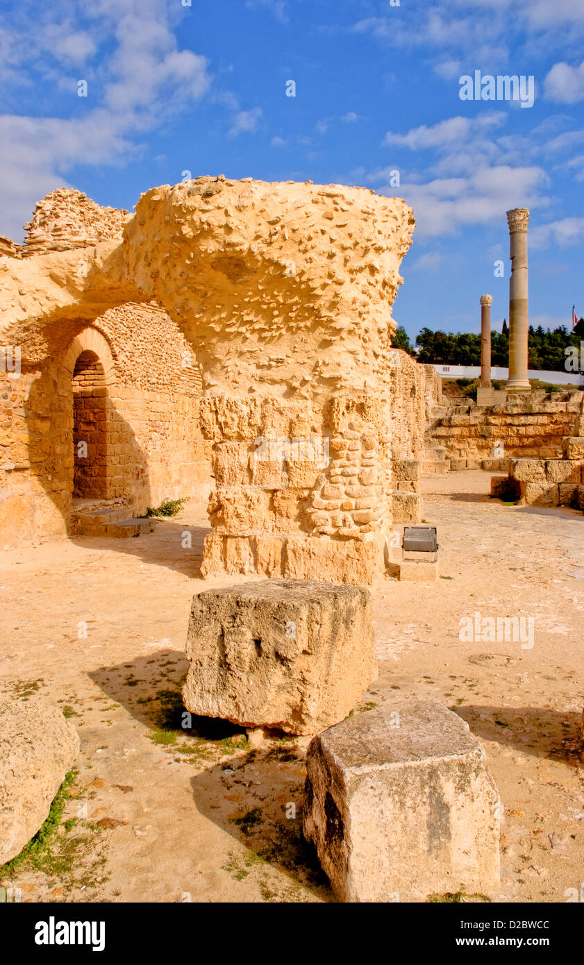 Carthage, Tunisia. Old City With Roman Baths Of Antoninus Pius Stock ...