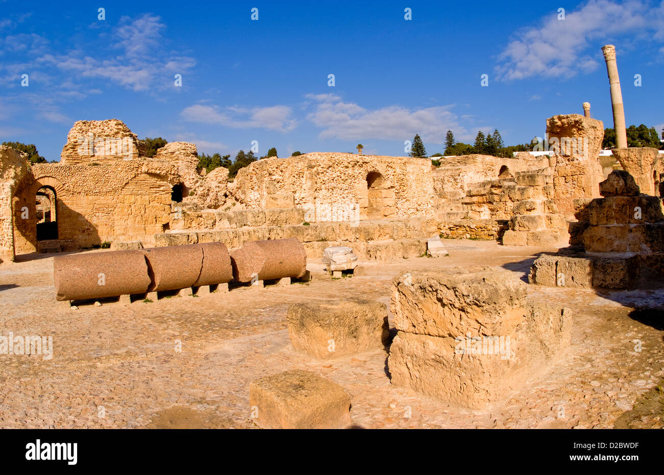 Carthage, Tunisia. Old City With Roman Baths Of Antoninus Pius Stock ...