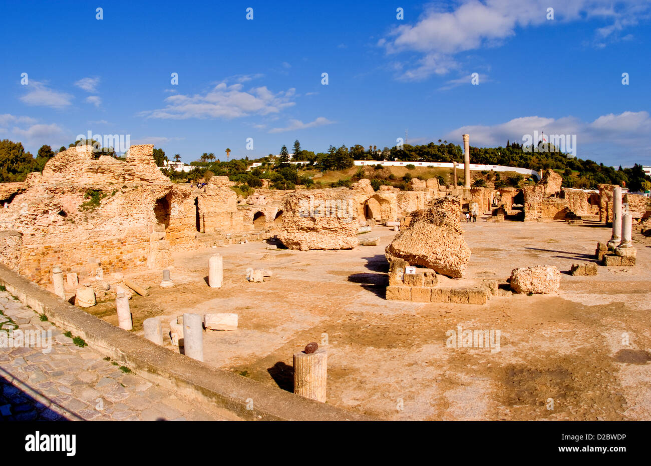 Carthage, Tunisia. Old City With Roman Baths Of Antoninus Pius Stock ...