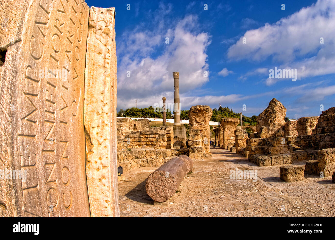 Carthage, Tunisia. Old City With Roman Baths Of Antoninus Pius Stock ...