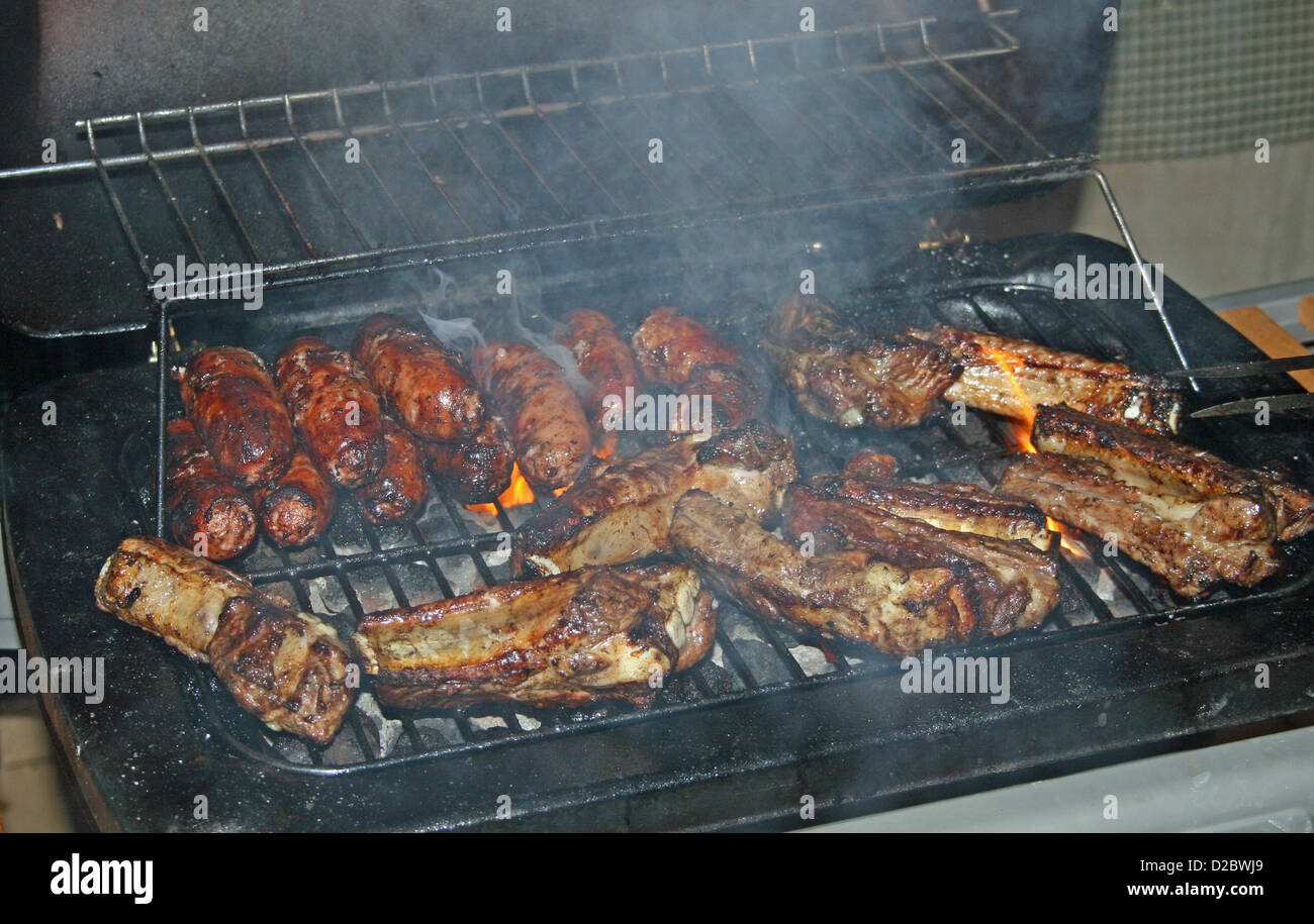 tasty grilled meat cooked over hot coals Stock Photo - Alamy