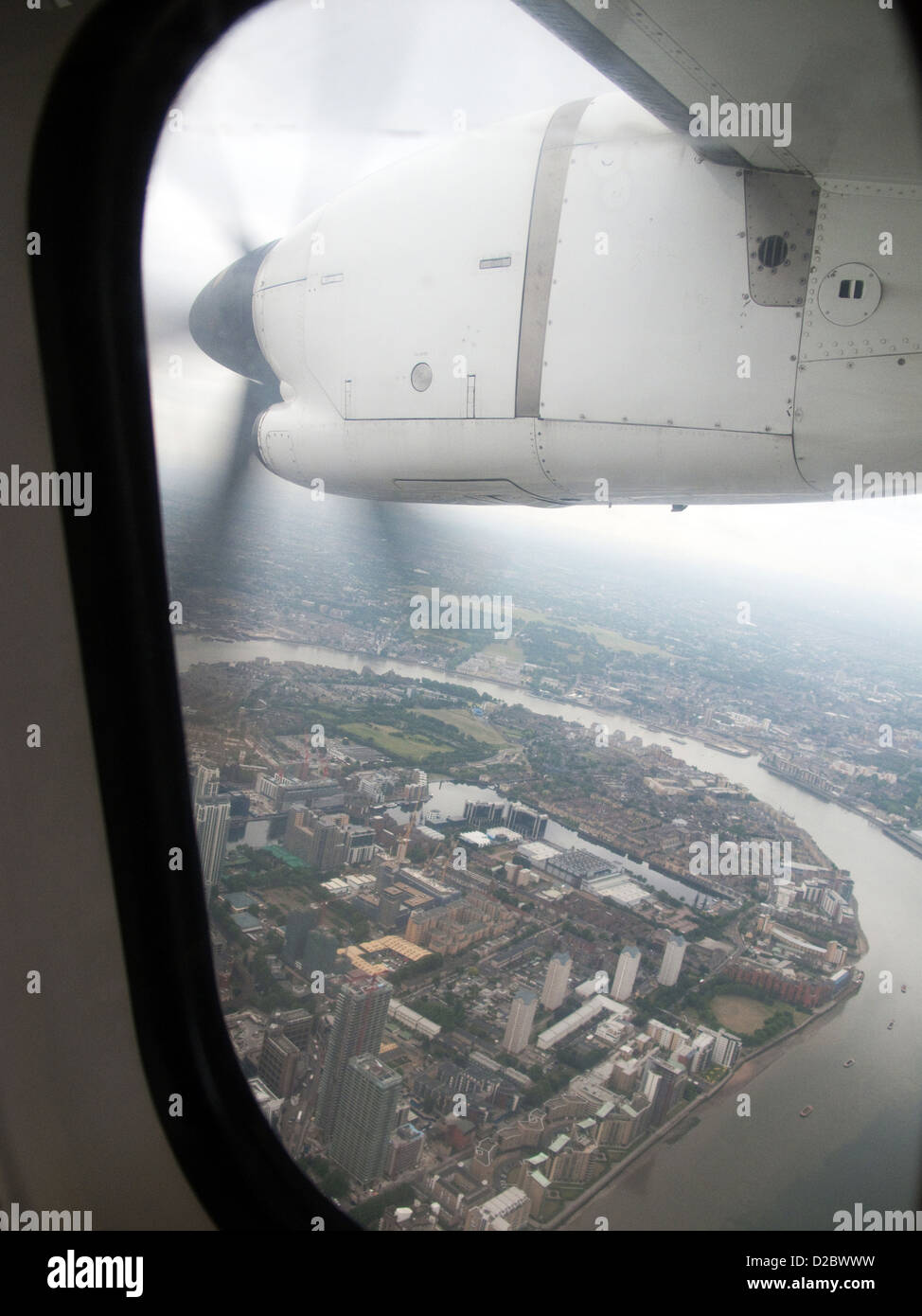 London, United Kingdom, prop plane flying over London Stock Photo - Alamy