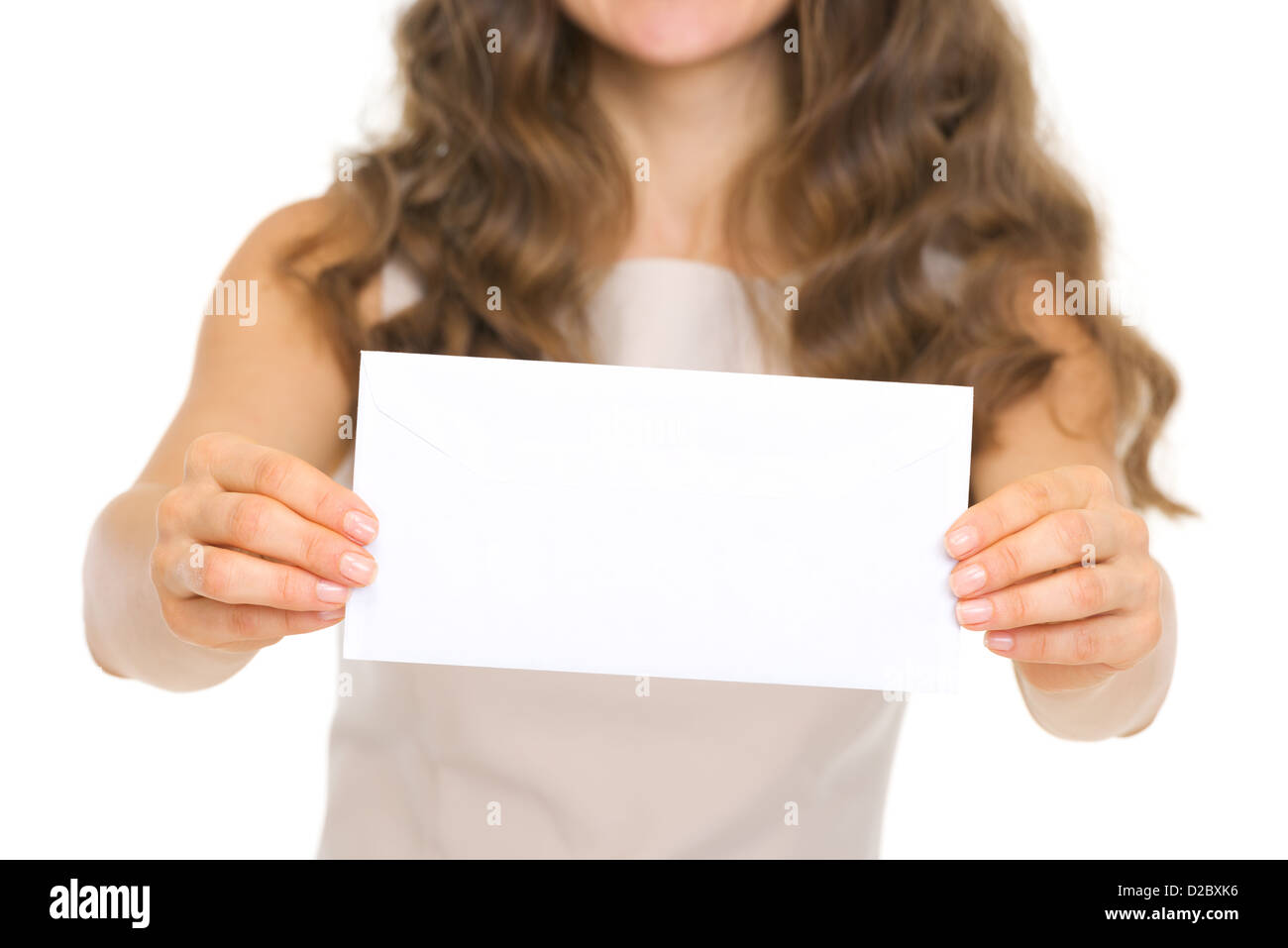 Closeup on woman giving envelope Stock Photo - Alamy