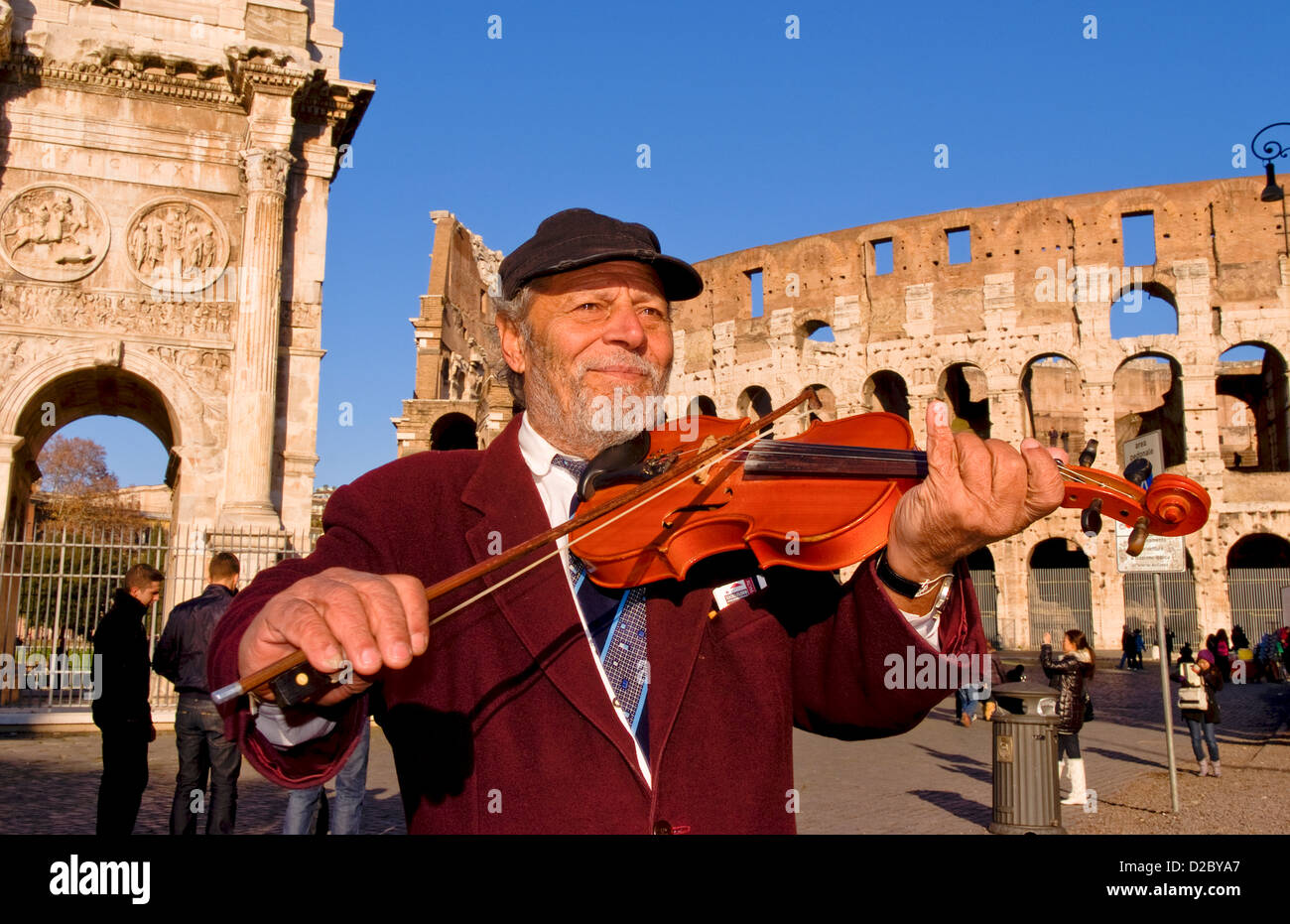 Local Man Playing Violin At Colosseum, Rome, Italy Stock Photo - Alamy