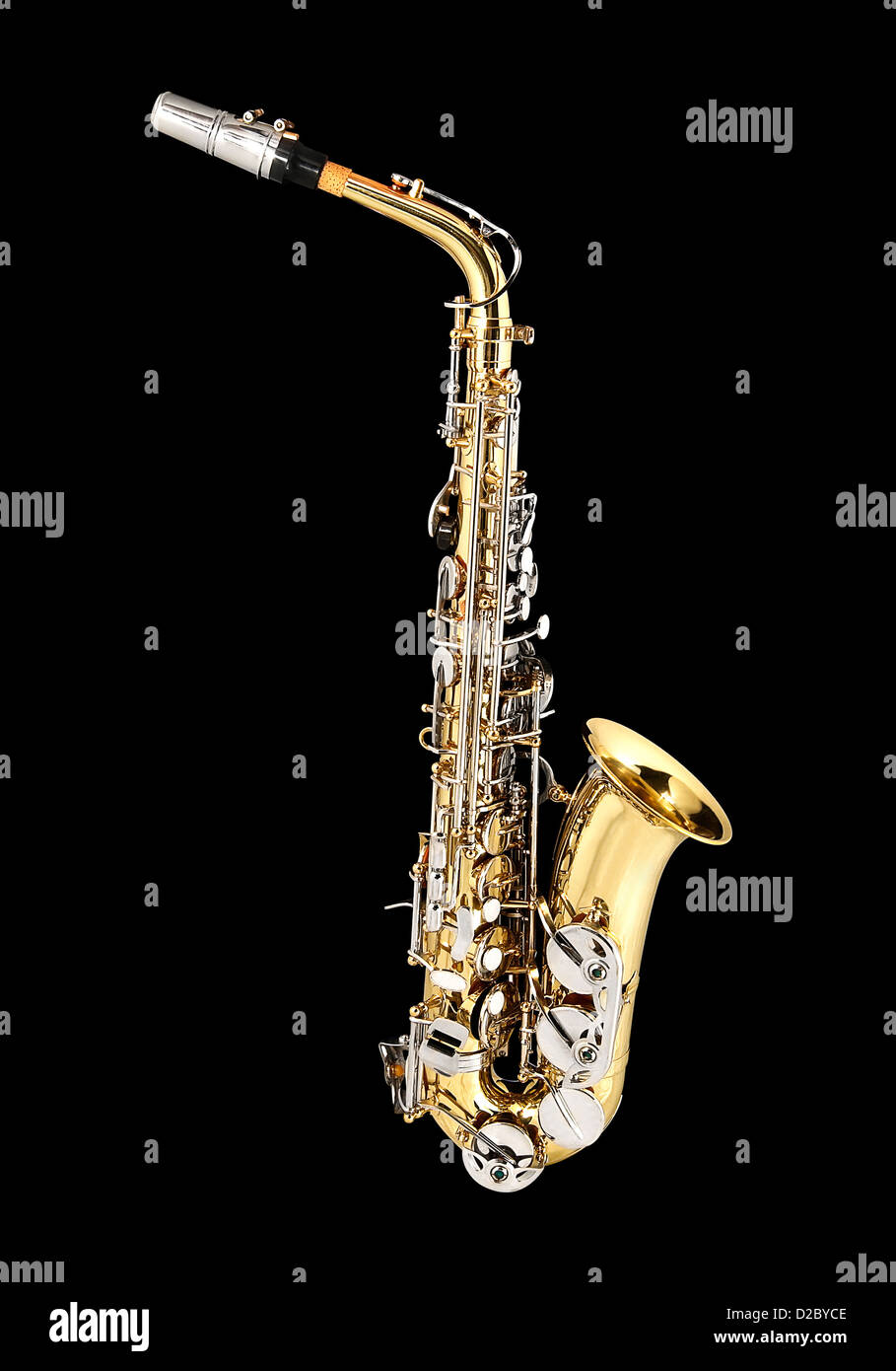 Tenor Sax , wind instrument. On a black background Stock Photo - Alamy