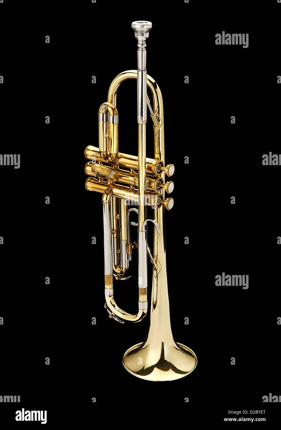 Trumpet, wind instrument. On a white background Stock Photo - Alamy