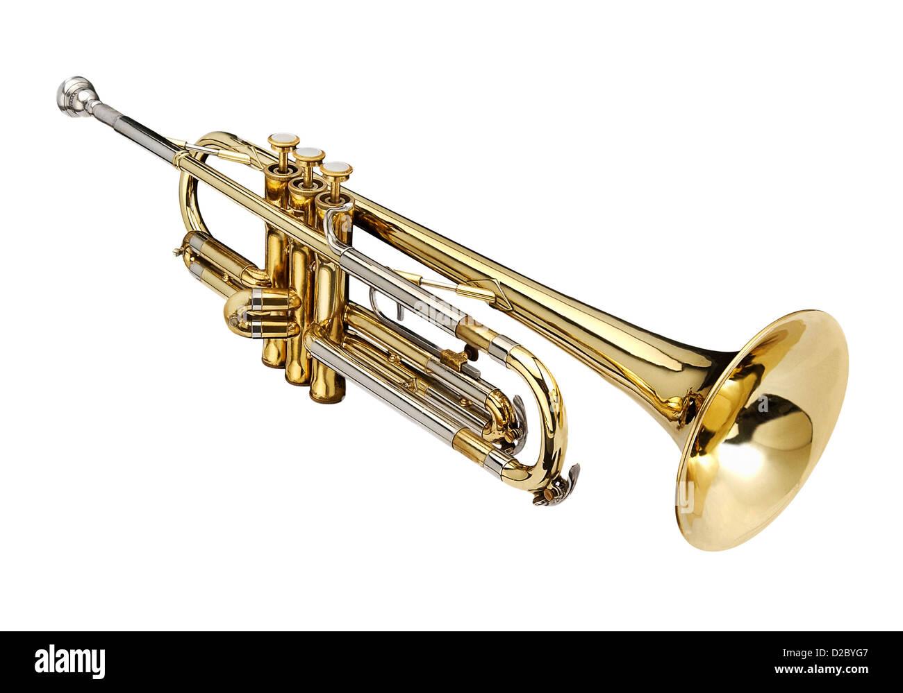 Trumpet, wind instrument. On a white background Stock Photo - Alamy