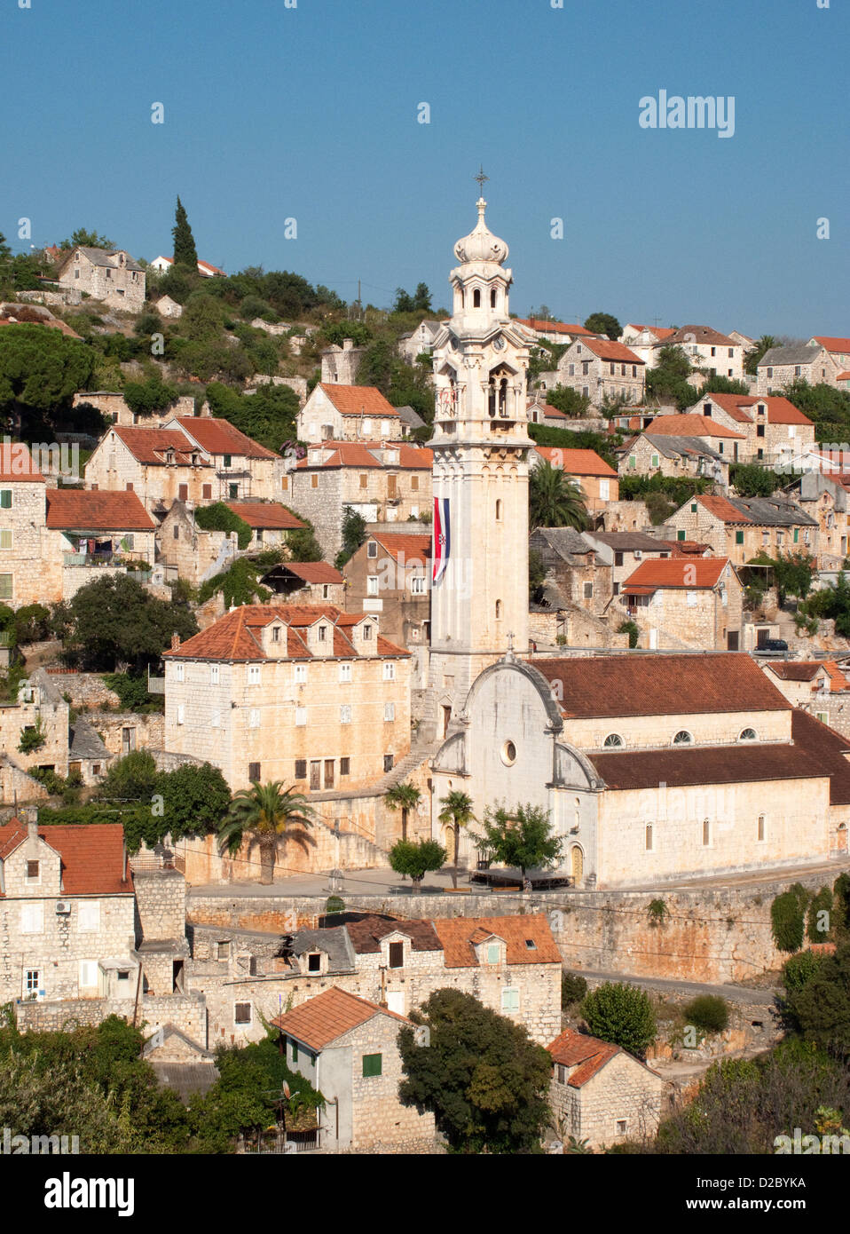 Lozisca, Croatia, Brac island with the mountain village Lozisca Stock ...