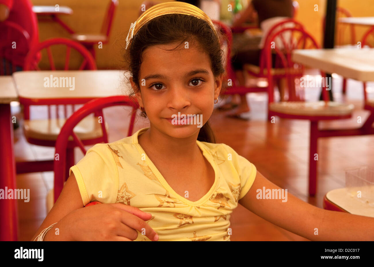 Portrait Of Young Girl In Restaurant In Havana, Cuba Stock Photo - Alamy