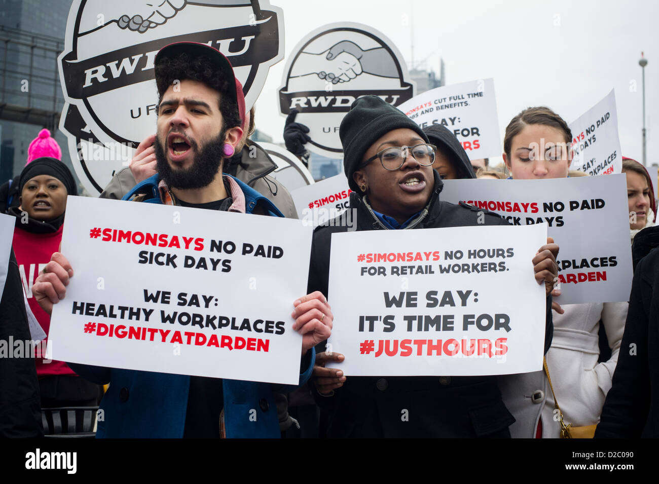 Retail workers protest just-in-timing of the workforce Stock Photo - Alamy