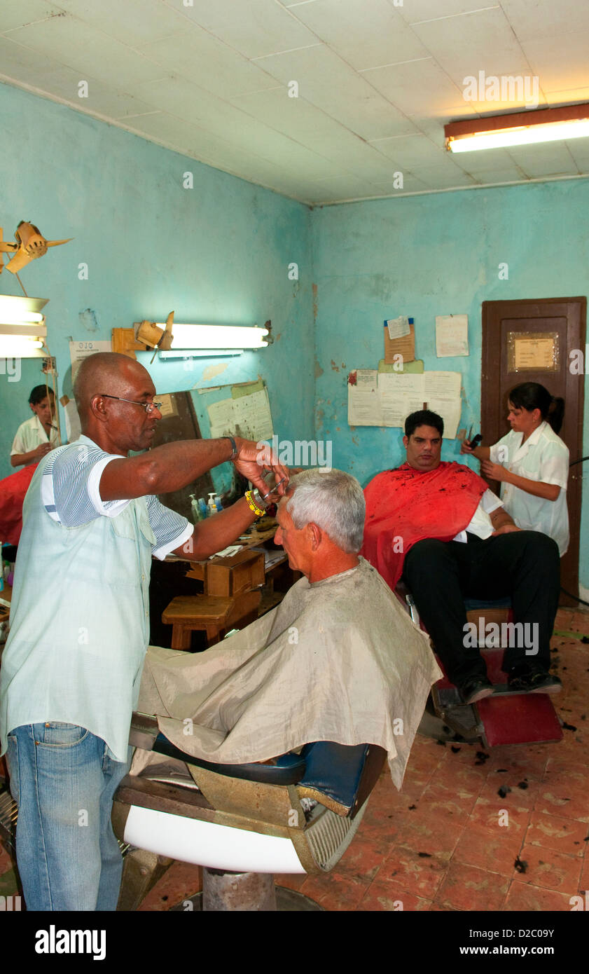 Small Local Barbershop With Barber Cutting Hair In Small Town Of ...