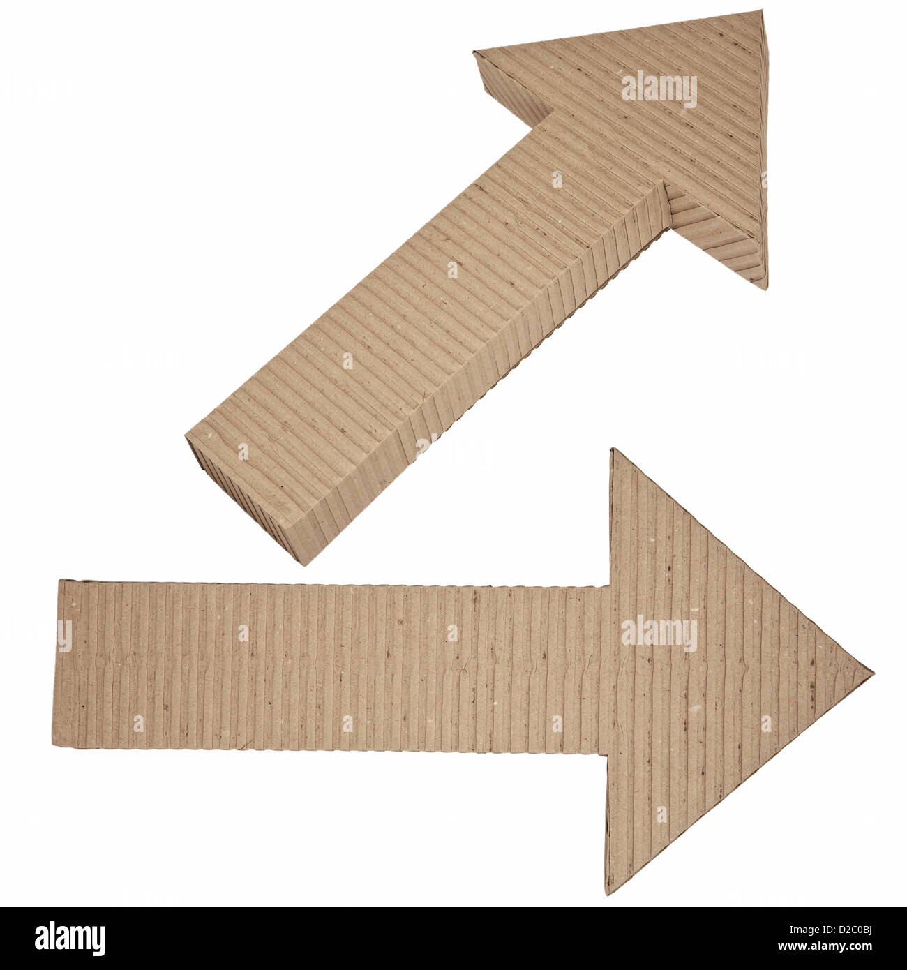 corrugated cardboard arrow pointing to the right and right to the top ...