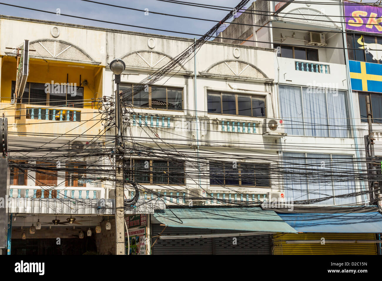 Electrical overhead wiring at Phuket, Thailand Stock Photo - Alamy