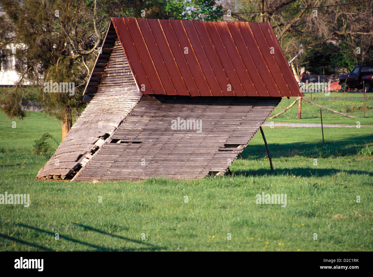 Tennessee, Sullivan County. Propped Up, Leaning Wooden Structure ...