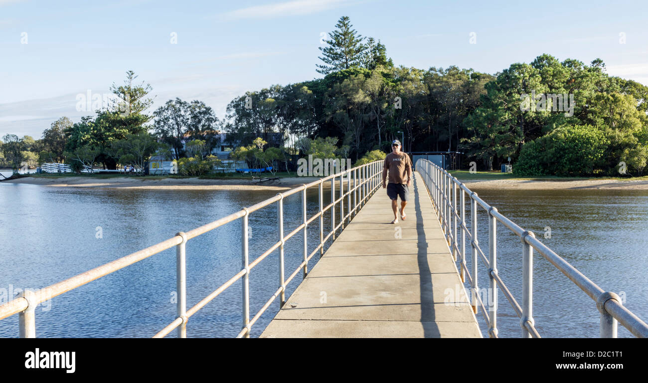 Walk bridge on Maroochy River, Sunshine Coast Queensland Stock Photo ...